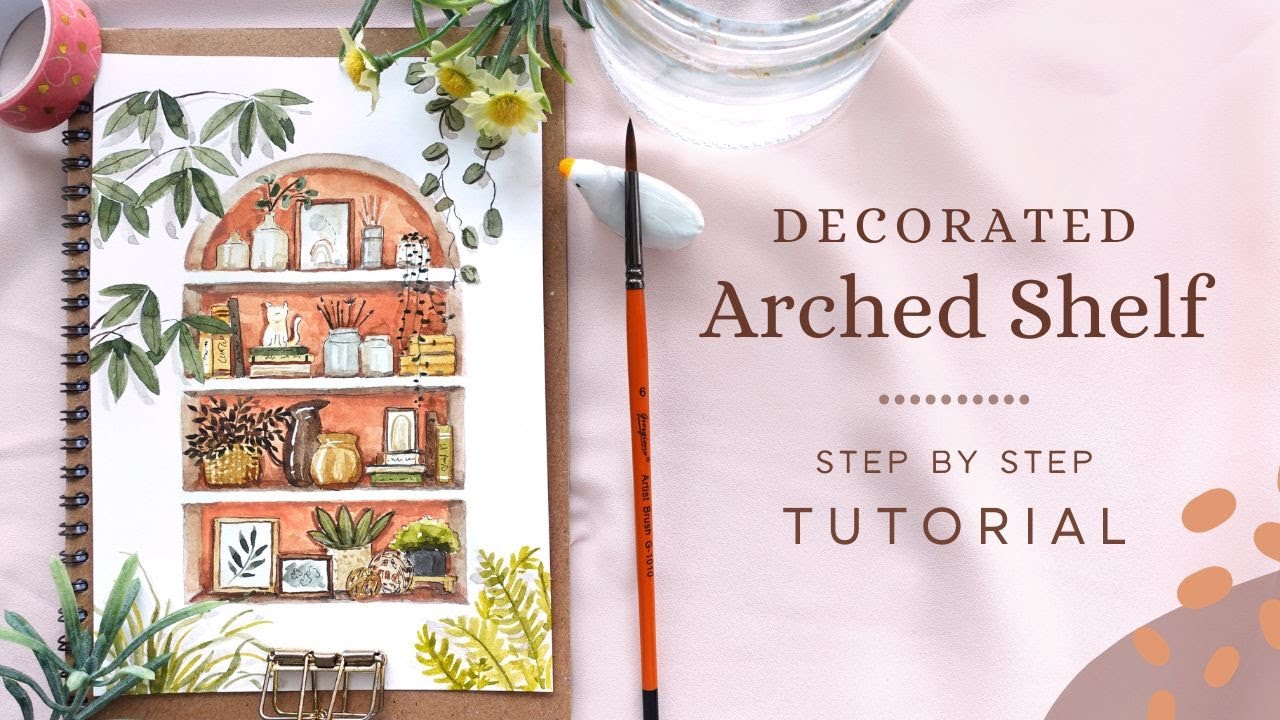 Arched Shelves: drawing to painting with watercolors - YouTube