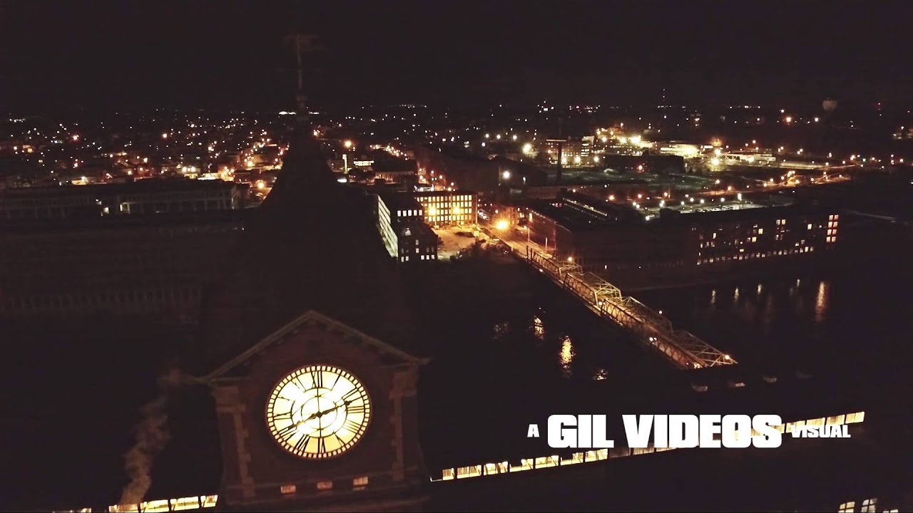 Aerial Video Flying Over Lawrence Clock Tower At Night Filmed By Gil ...