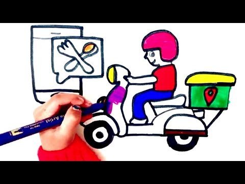 Delivery Boy drawing coloring painting for kids toddlers |Drawing tips ...