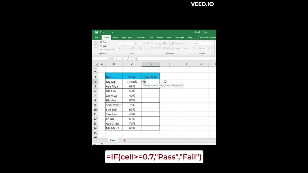 Pass & fail with excel #exceltips #excel #TKHM - YouTube