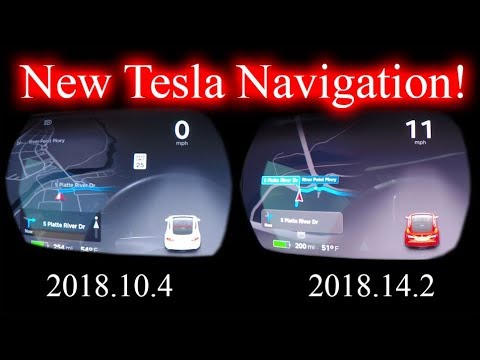 New Tesla Navigation! Side by Side with Old Version. 2018.14.2. - YouTube