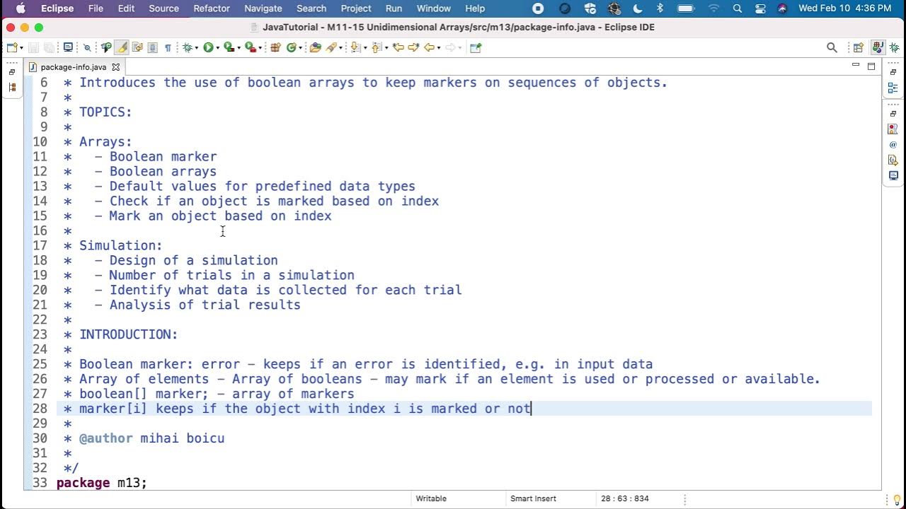 Java M13 Boolean arrays - introduction - YouTube