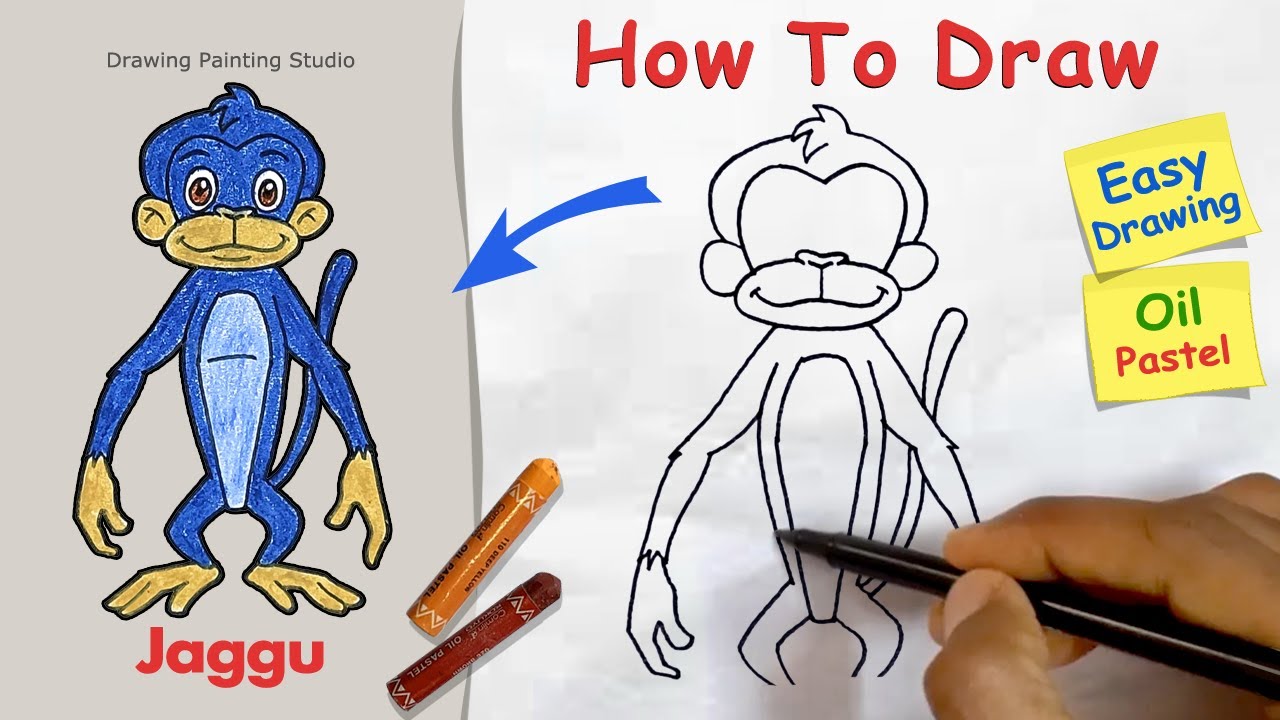 How to Draw Jaggu from Chhota Bheem Step by Step / Easy Jaggu drawing ...