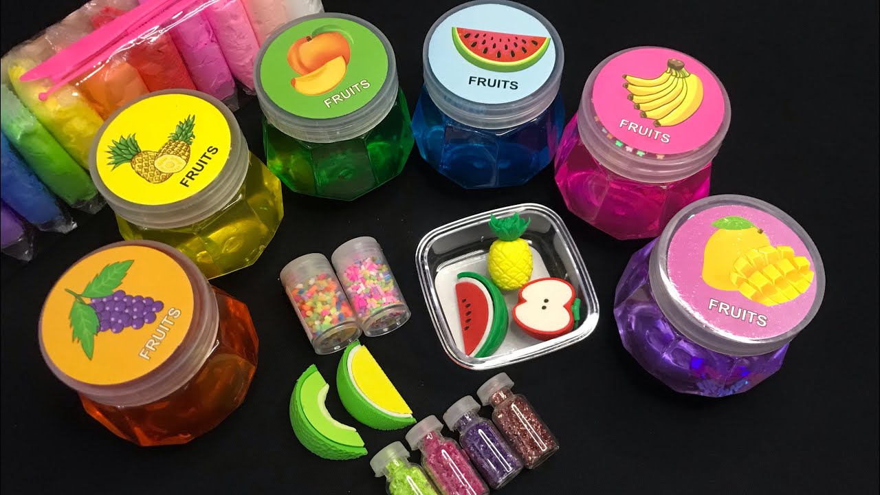 FRUIT SLIME🍎🍓🍍🍋! SATISFYING SLIME| MIXING RANDOM INTO GLOSSY|SLIMEAMSR ...