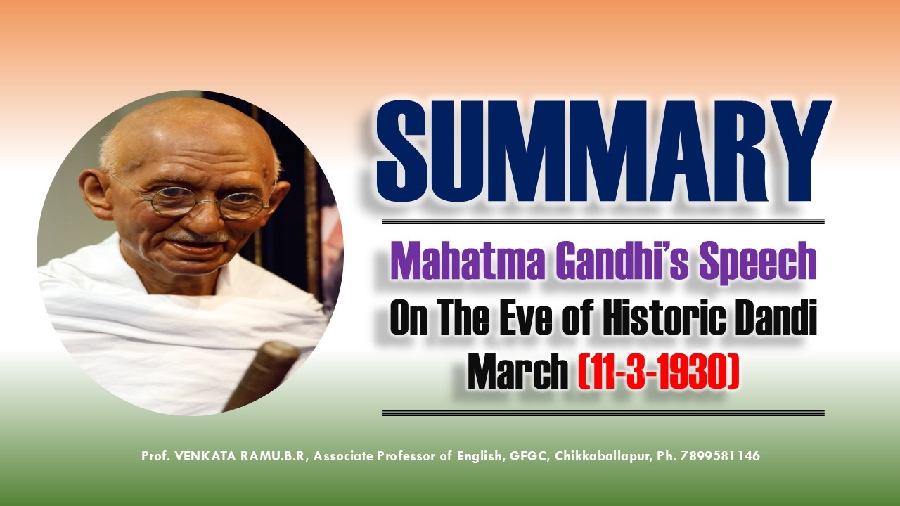 Summary | Mahatma Gandhi’s Speech on the Eve of the Historic Dandi ...