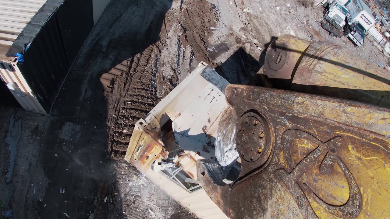 Satisfying destruction sea land container - YouTube