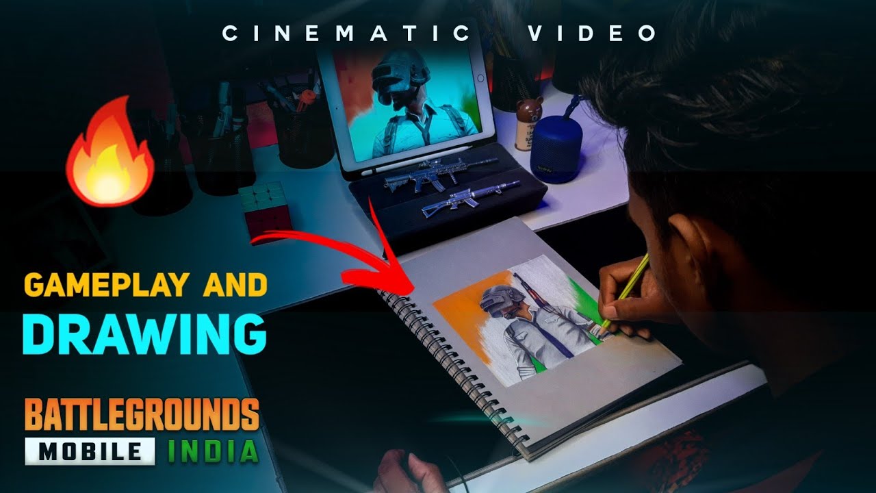BATTLEGROUND MOBILE INDIA DRAWING | bgmi drawing | cinematic video |# ...