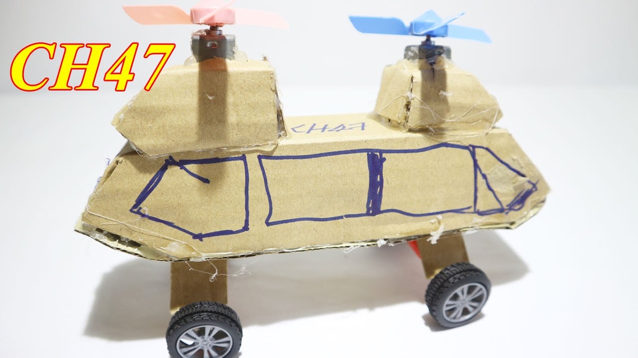 How to make a CH 47 Chinook helicopter from paper box - Powered ...