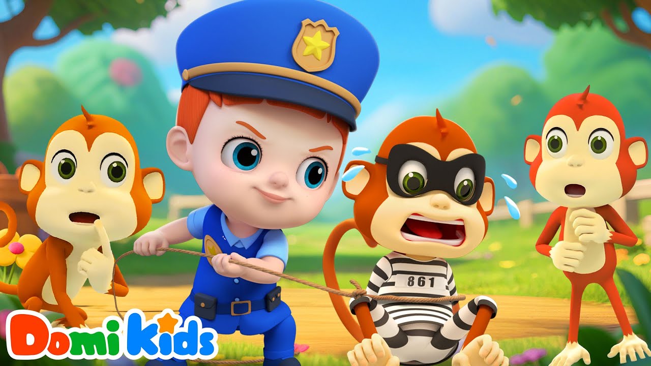 Baby Police vs. Sneaky Monkey Thief | Animal Songs, Nursery Rhymes | Domi Kids Animal Party ...