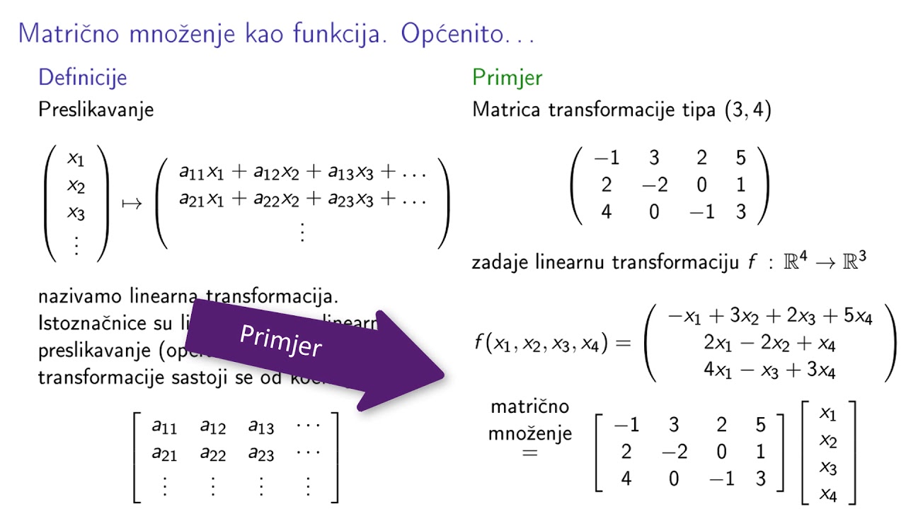 Matrično množenje kao funkcija: linearni operator (transformacija ...