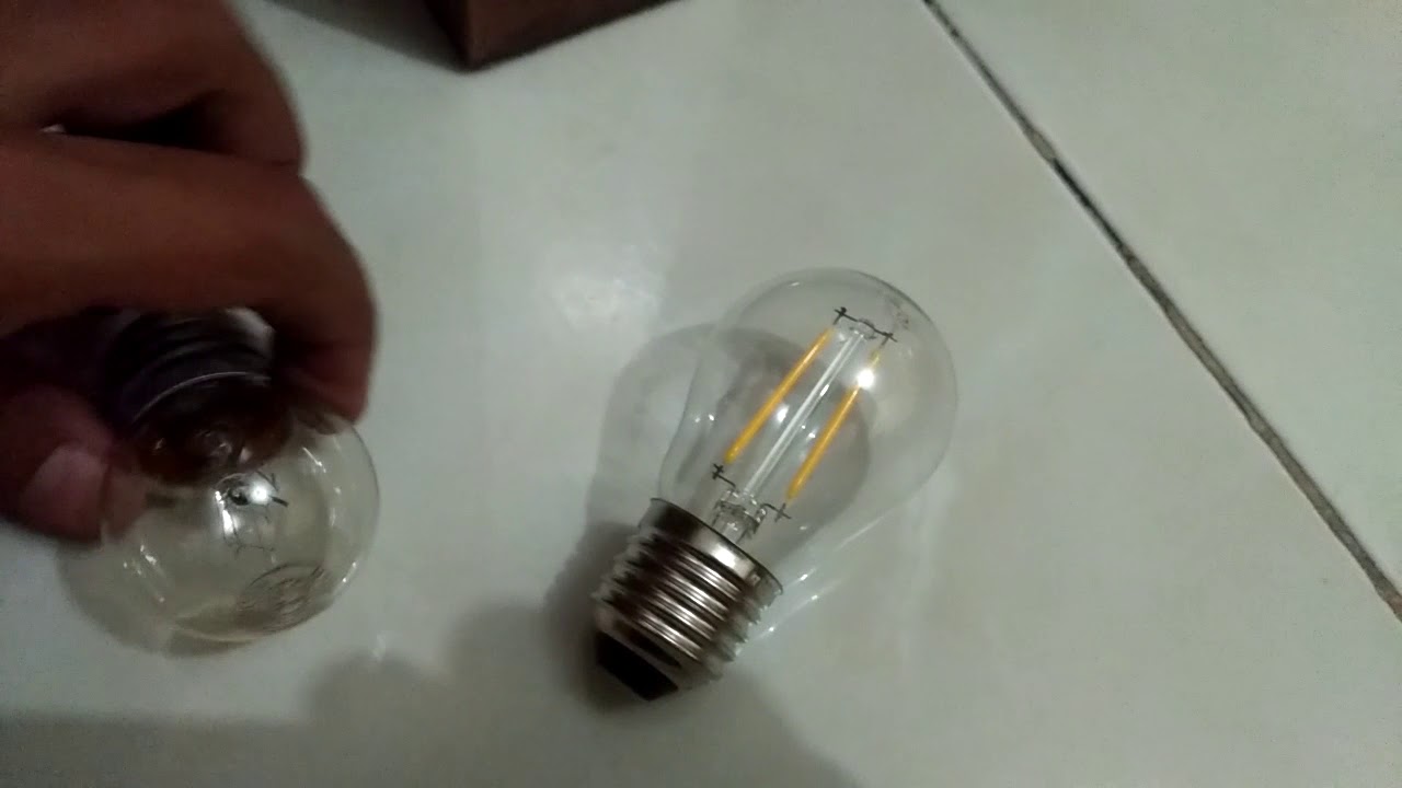 Lampu Pijar 5 watt dan Lampu LED Filament 2 Watt - YouTube