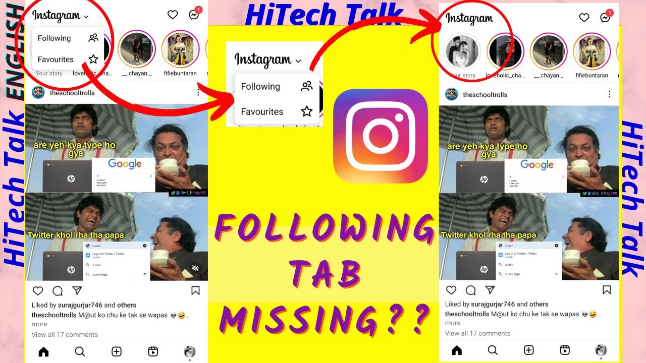 Following Tab missing in Instagram | Favourite and Following Tab ...