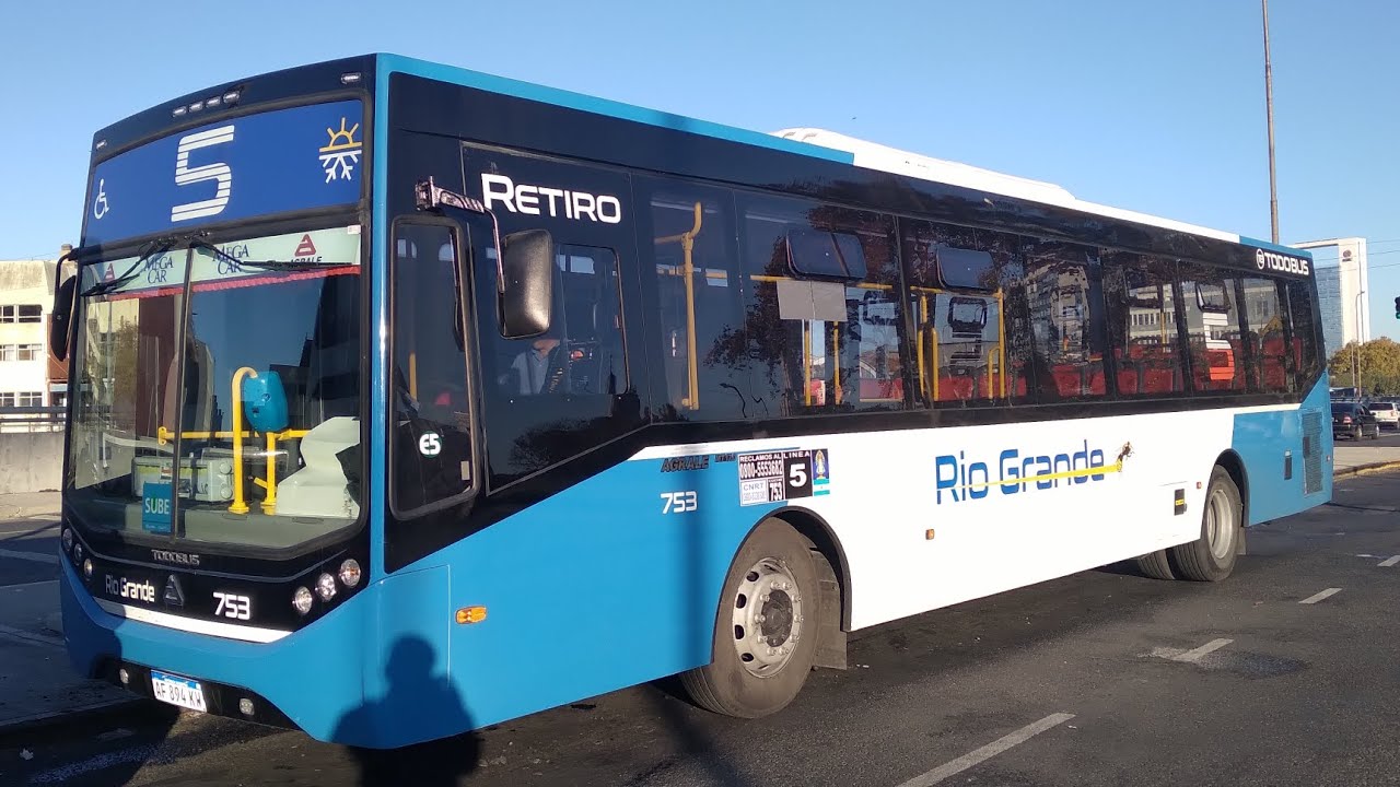Línea 5 nuevo interno 753 Todo Bus Retiro MT17 PLUS con aire ...