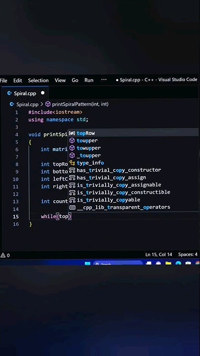 how to printing Spiral Pattern using cpp | Code Leo#shorts#programming#coding#cpp - YouTube