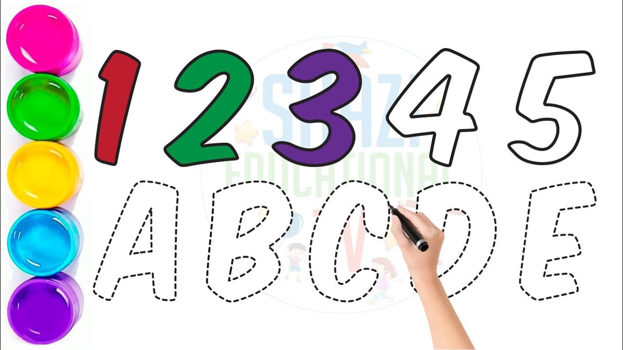 How to Draw and Paint Alphabet Letters 12345 - ABCDE with glitter for ...