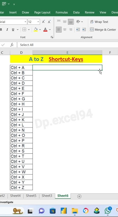 A to Z Shortcut key #exceltech #excelshortcuts #excelgyan #exceltips #excel - YouTube