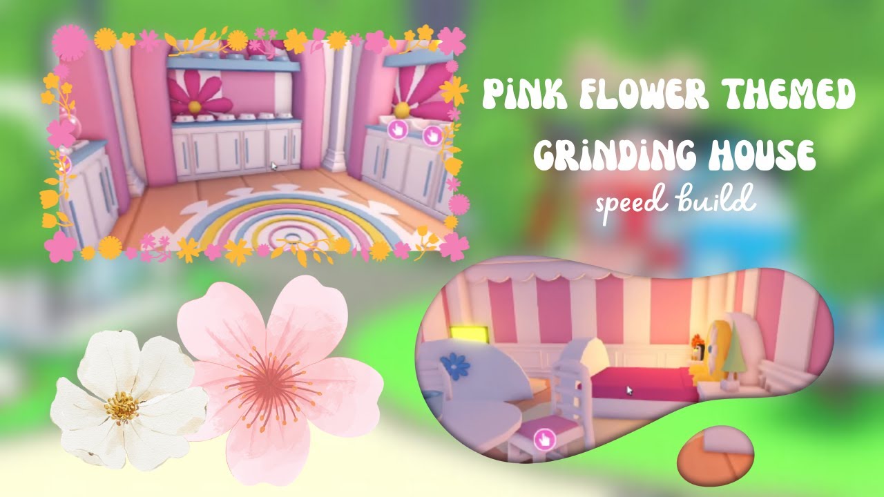 Pink flower themed house speed build | adopt me - YouTube