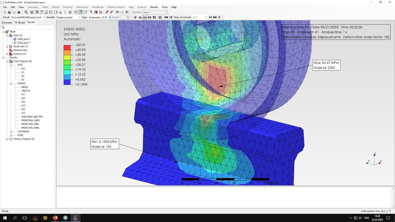 Контактные напряжения в PrePoMax - YouTube