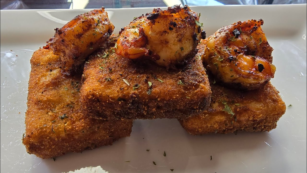 How To Make Fried Grits Squares With Shrimp. - YouTube