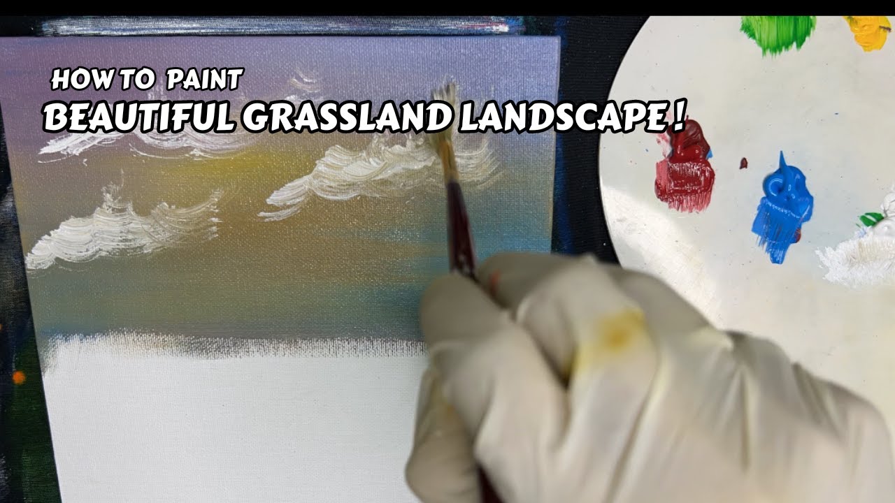 How to paint Beautiful Grassland Landscape painting for beginners using ...