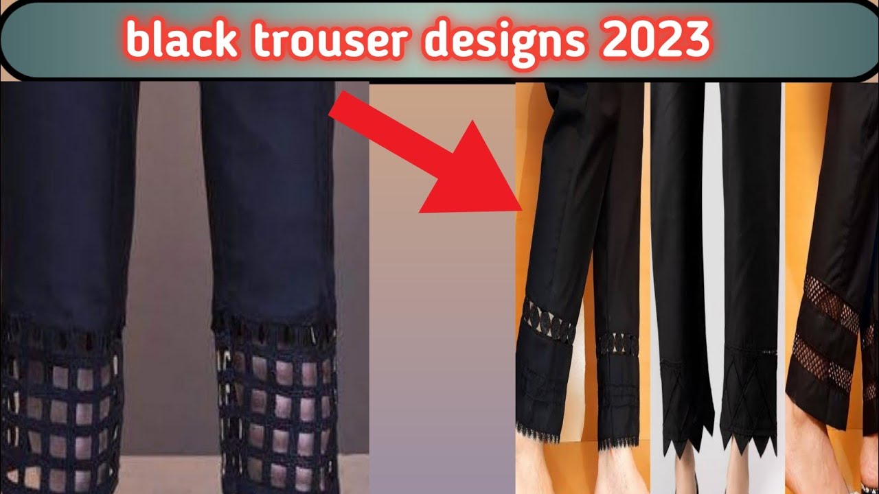 black trouser design| black trouser design with lace - YouTube