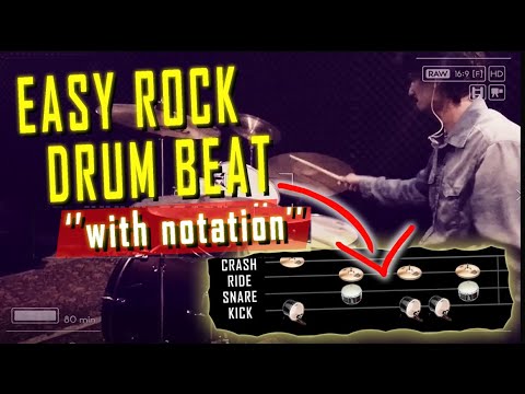 Easy Rock Drum Beat with Notation - YouTube