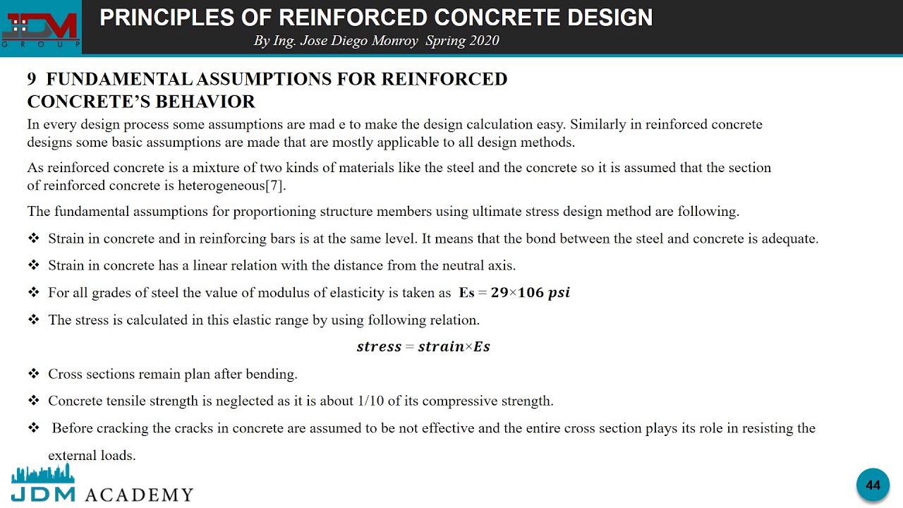1 07 FUNDAMENTAL ASSUMPTIONS FOR REINFORCED CONCRETE’S BEHAVIOR - YouTube