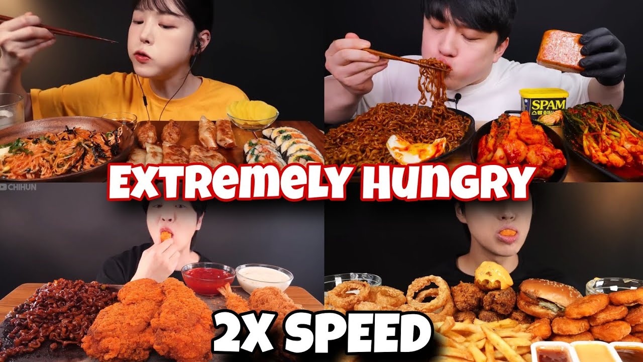 Extremely hungry mukbangers compilation (2X SPEED) - YouTube