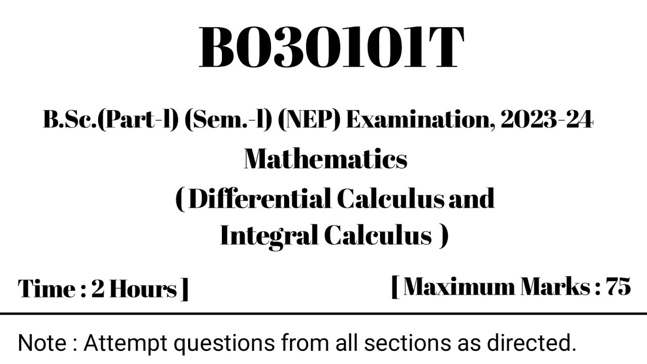 B.Sc 1st Semester Mathematics Question Paper 2023-24 | BSc 1st Year ...