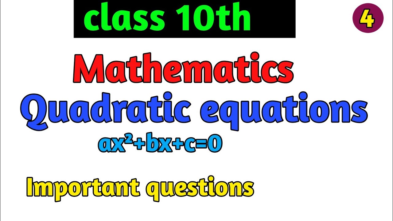 quadratic equations class 10th - YouTube