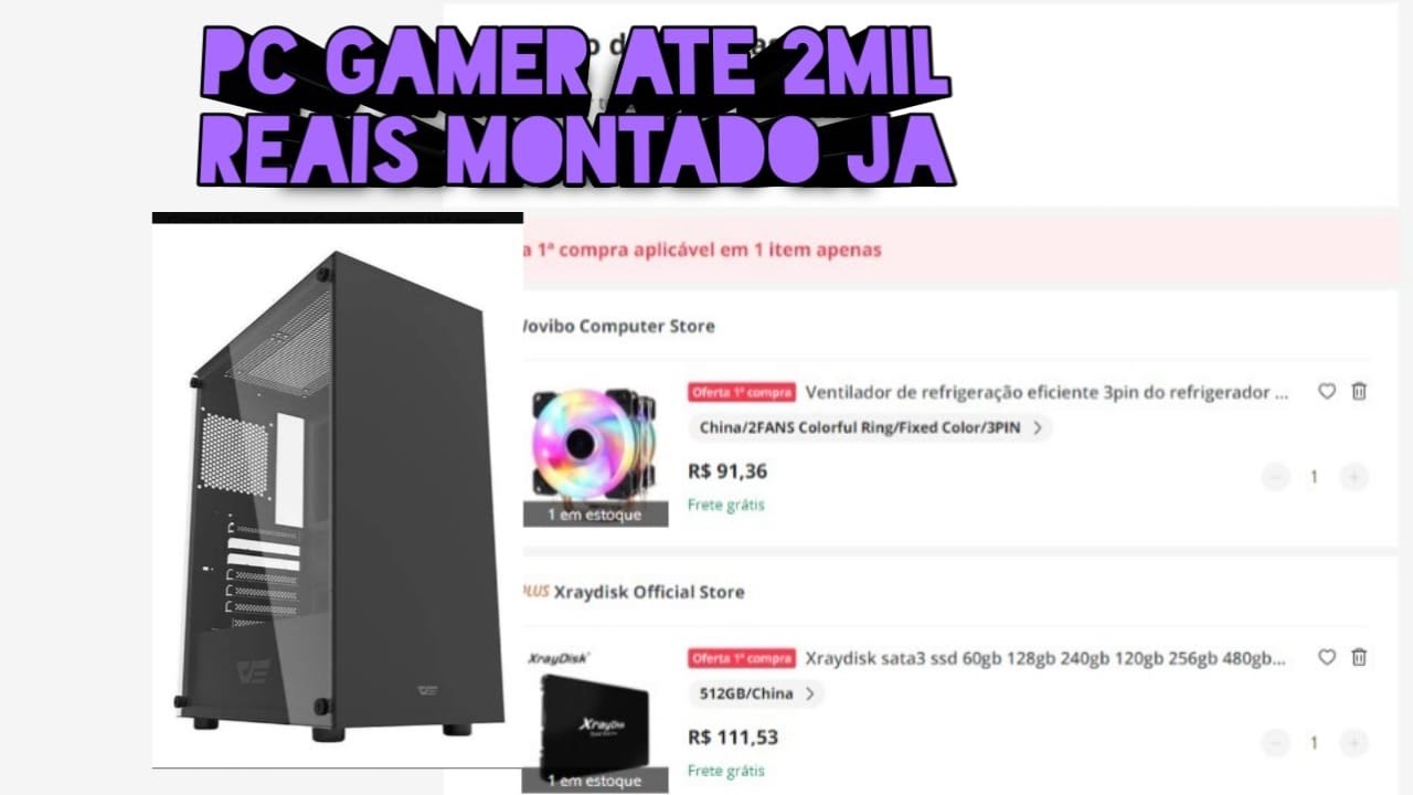PC GAMER ATE 2000 REAIS MONTADO JA. QUE RODA TODOS OS JOGOS DA ...