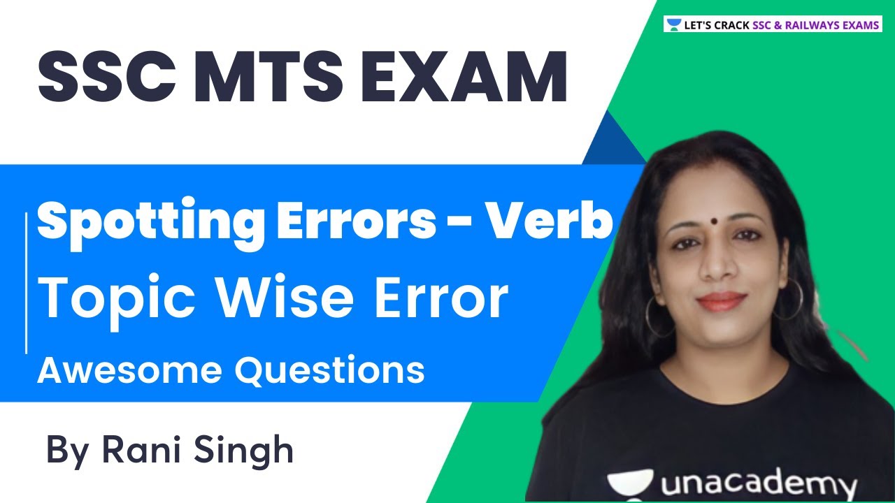 Spotting Errors: Verb | Topic Wise Error | English | SSC MTS Exam | Rani Singh - YouTube