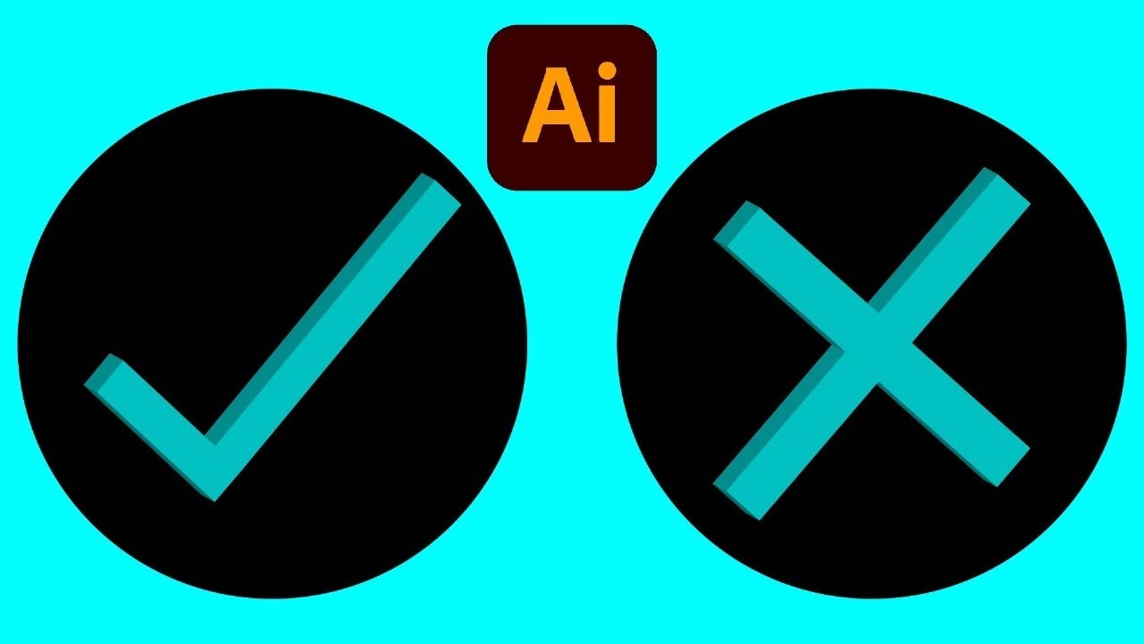 Tick and cross sign in adobe illustrator, Tutorial for beginners#design ...