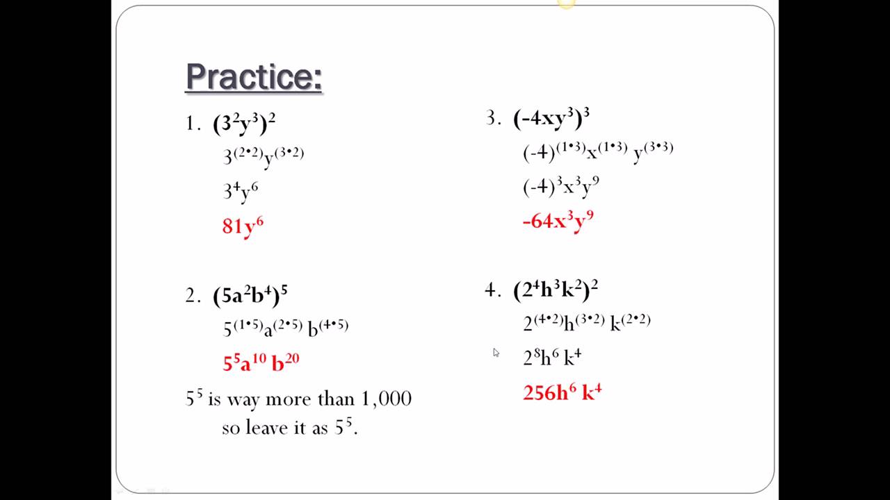 Properties of Exponents Parts 1 - Lesson 10 Math 100G - YouTube