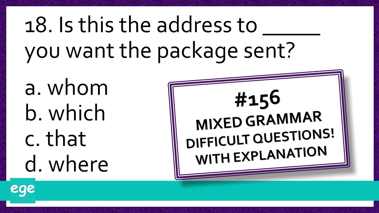 English Grammar Exercises #156 | Grammar Quiz English Test Hard With ...