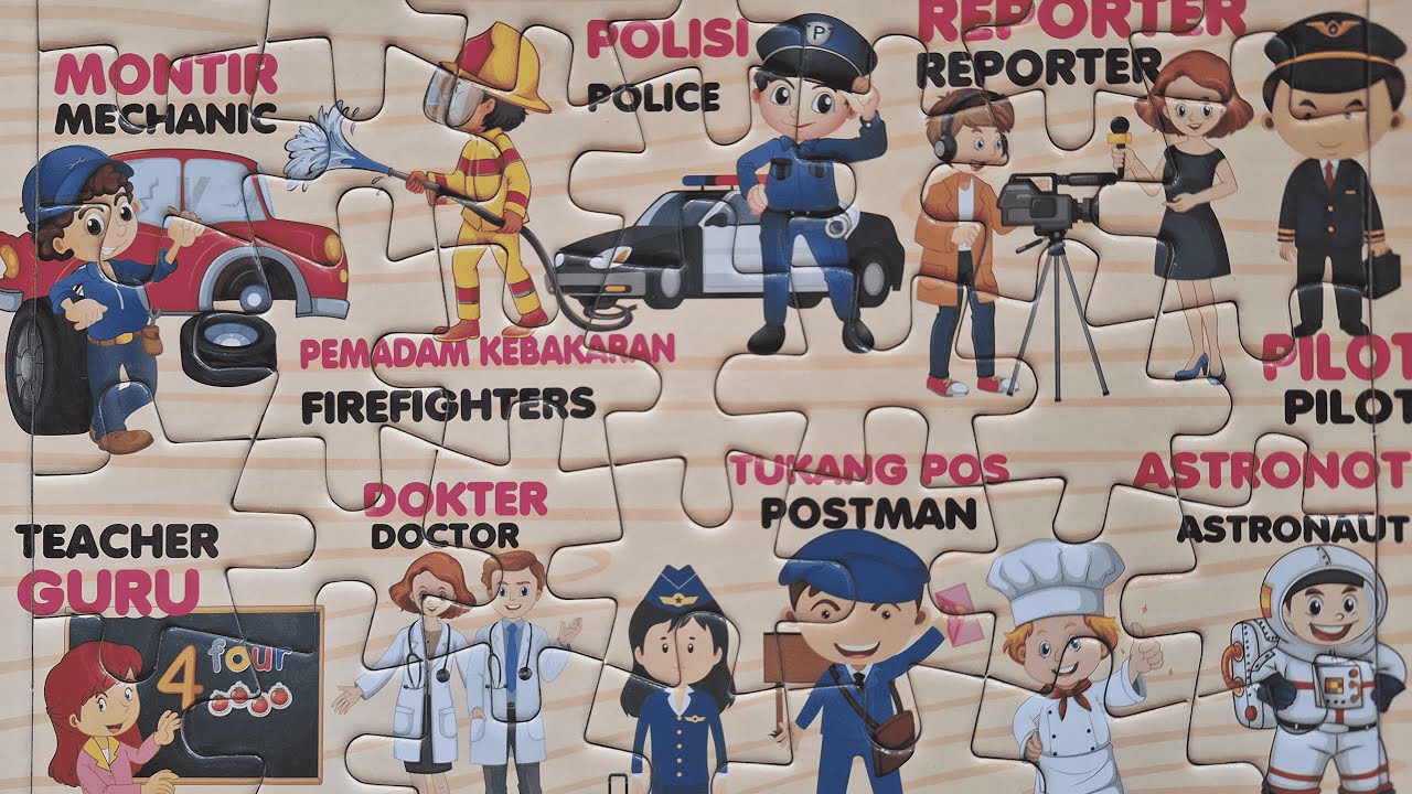 Belajar Nama-nama Profesi || Menyusun Puzzle Nama Profesi | Bermain ...