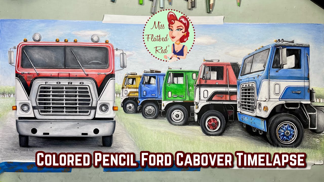Colored Pencil Ford Cabover Timelapse - YouTube
