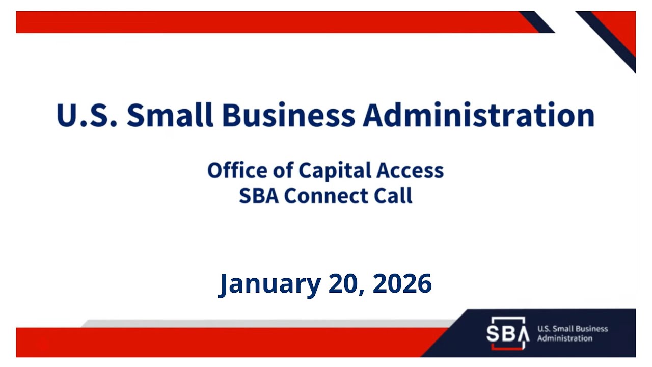 SBA 7a Connect Quarterly Update -- January 20, 2026 - YouTube