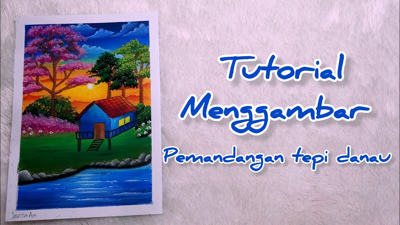 Tutorial menggambar pemandangan tepi danau @JovitaHobiGambardanMewarnai ...