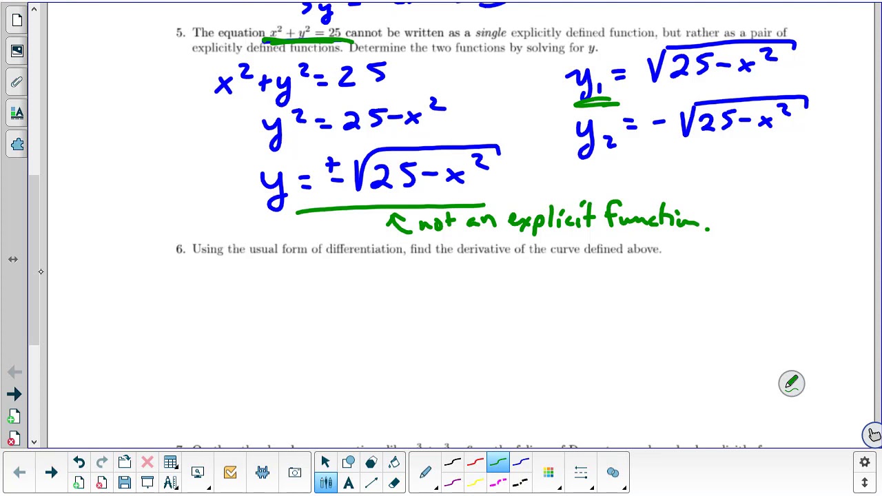 Sec. 3.8 Introduction to Implicit Functions - YouTube