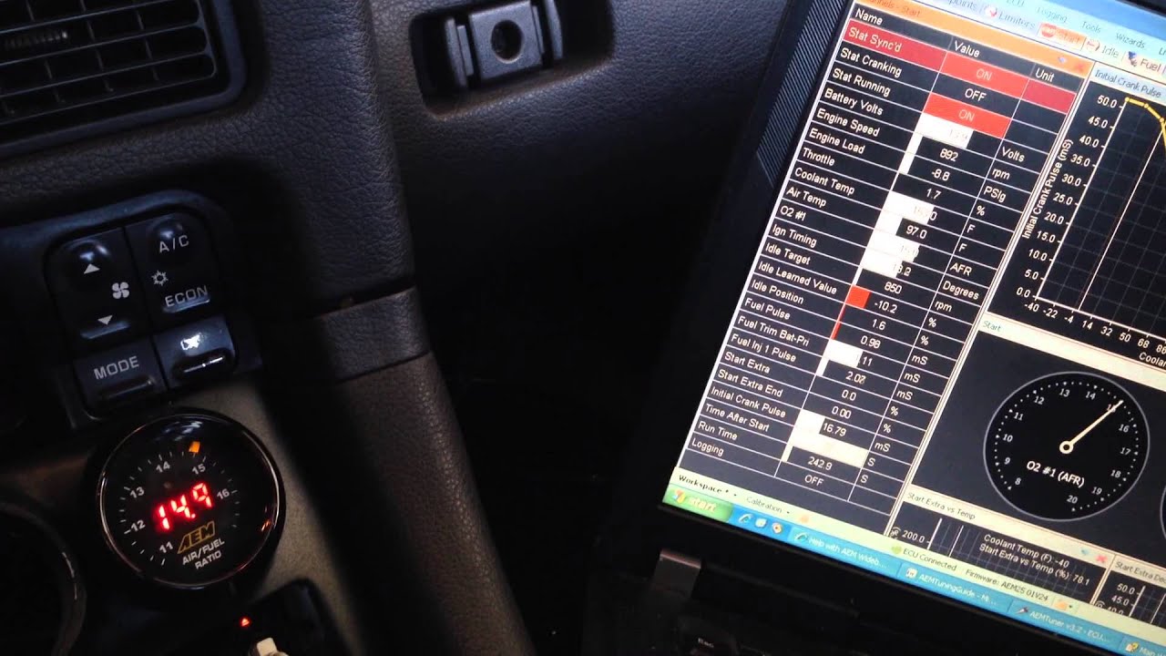 3000GT AEM UEGO sensor connected to AEM EMS v2 O2 syncing - YouTube