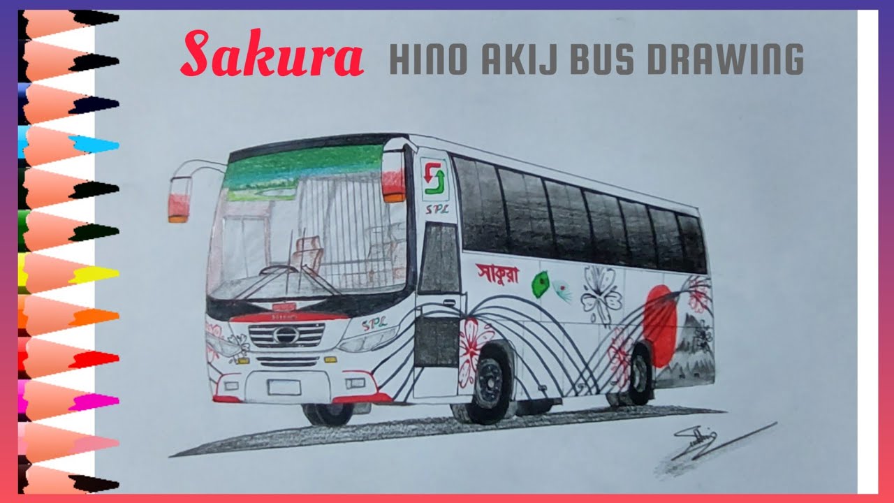 Sakura Classic Paint Bus Drawing | How To Art A Bus || BD Art Valley ...