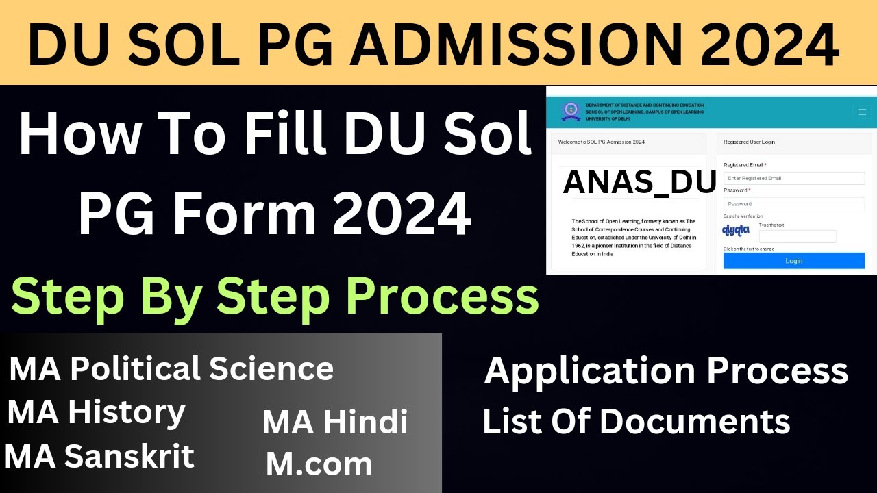 How To Fill DU SOL PG Form 2024 #anas_du - YouTube