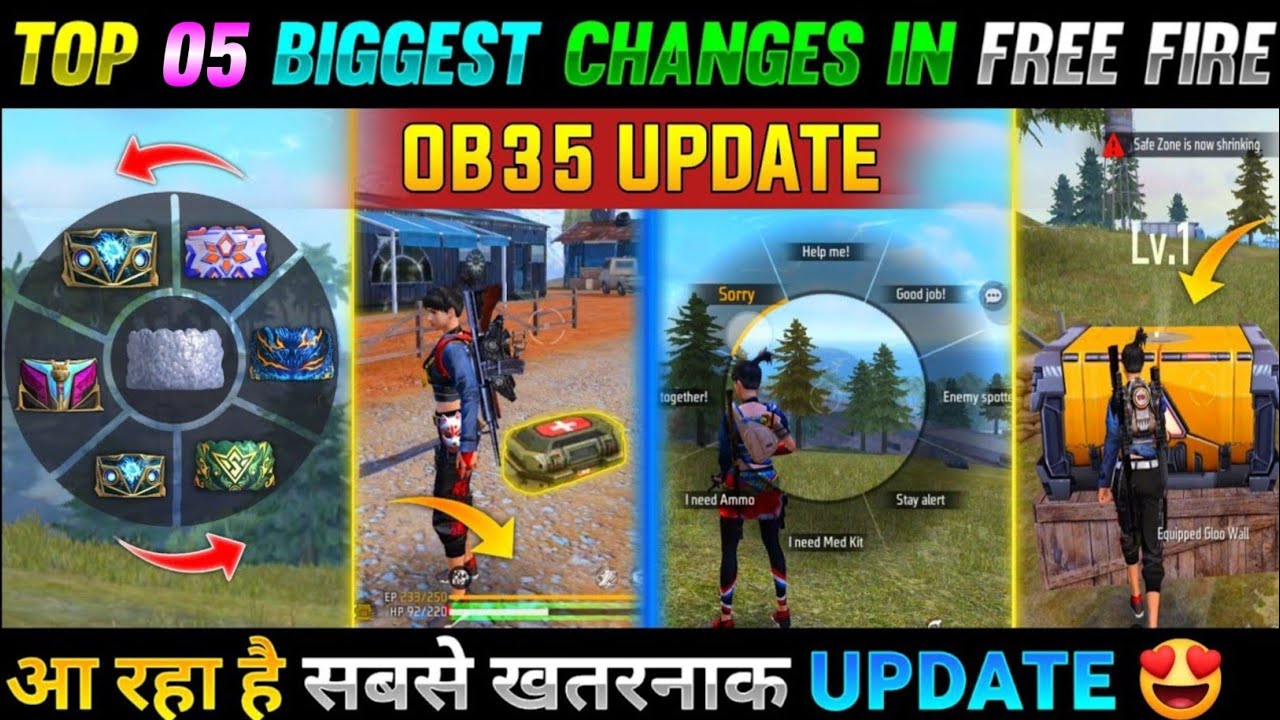 TOP 05 BIGGEST CHANGES IN FREE FIRE 😱- OB35 UPDATE | OB35 NEW UPDATE ...