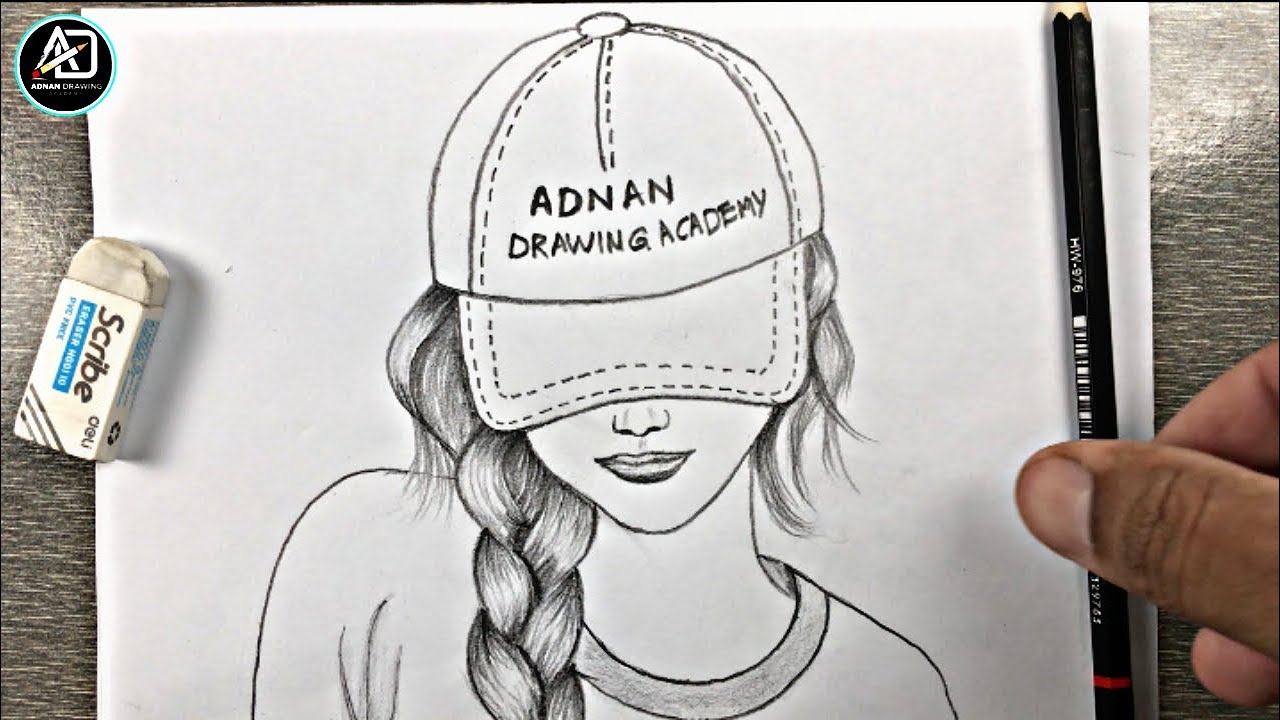 Girl Wearing Cap | Cap Girl Drawing | ADNAN Drawing Academy - YouTube