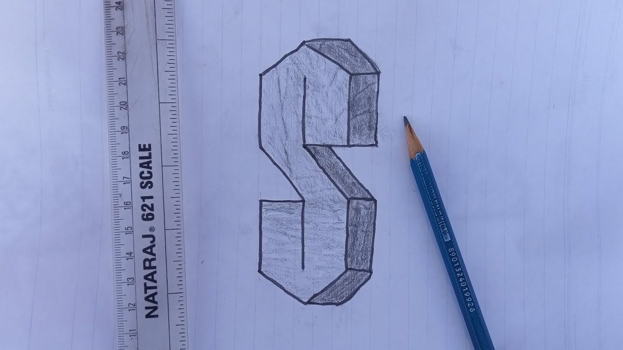 3d English letter S ki drawing | 3D S drawing easy | S ki drawing kaise ...
