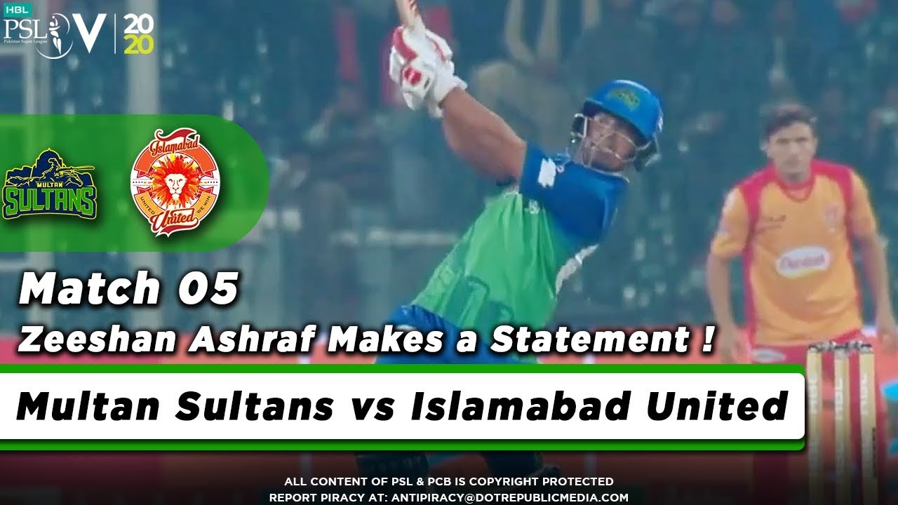 Zeeshan Ashraf 50 | Multan Sultans vs Islamabad United | Match 5 | HBL ...