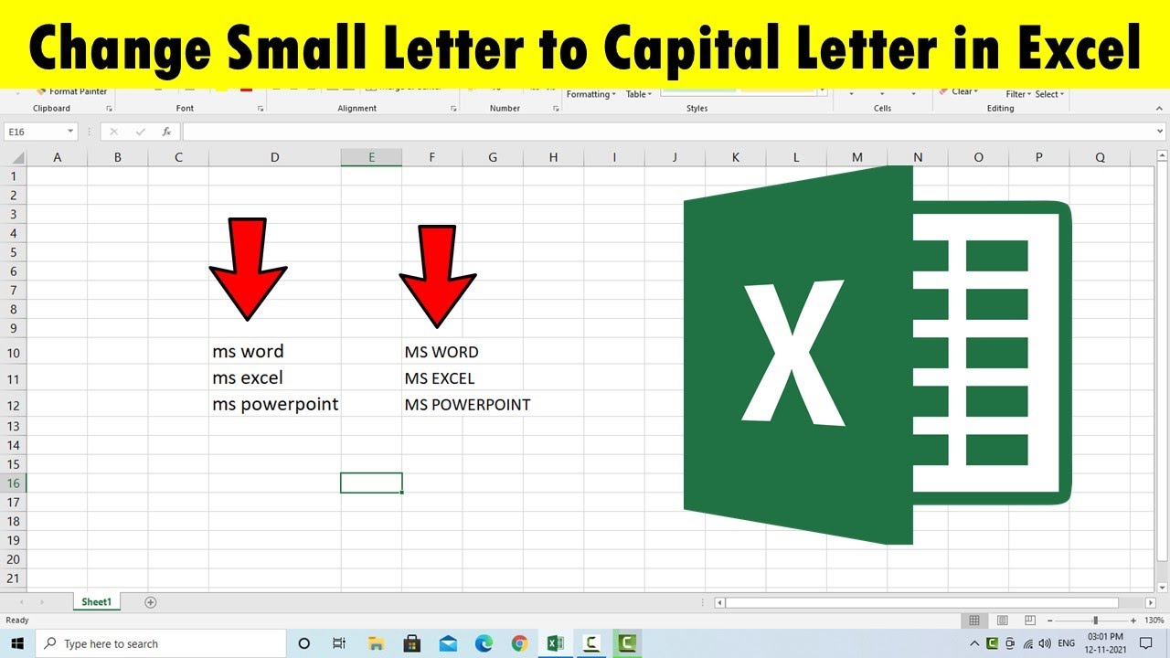 How To Change Small Letter To Capital Letter In MS Excel Upper Case how-to-change-small-letter-to-capital-letter-in-ms-excel-upper-case