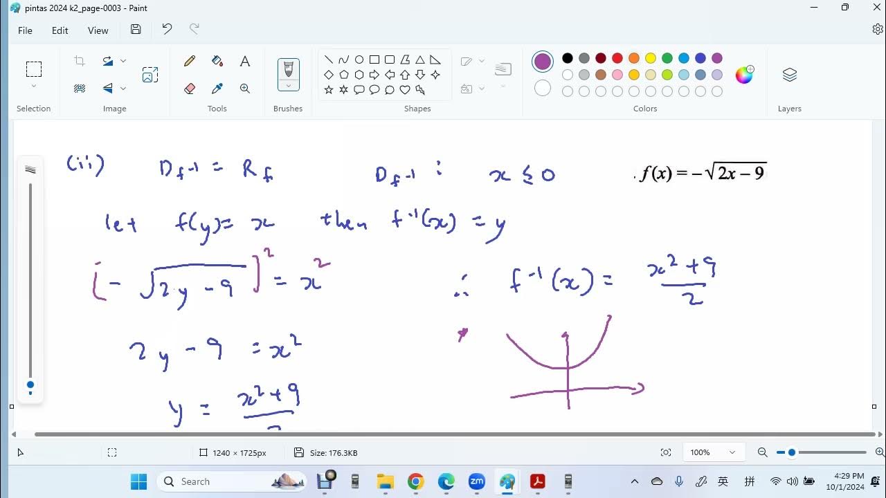 2024 Selangor Trial Add Math Set 1 P2 Q 3 F4 C1 a inverse function b composite function - YouTube