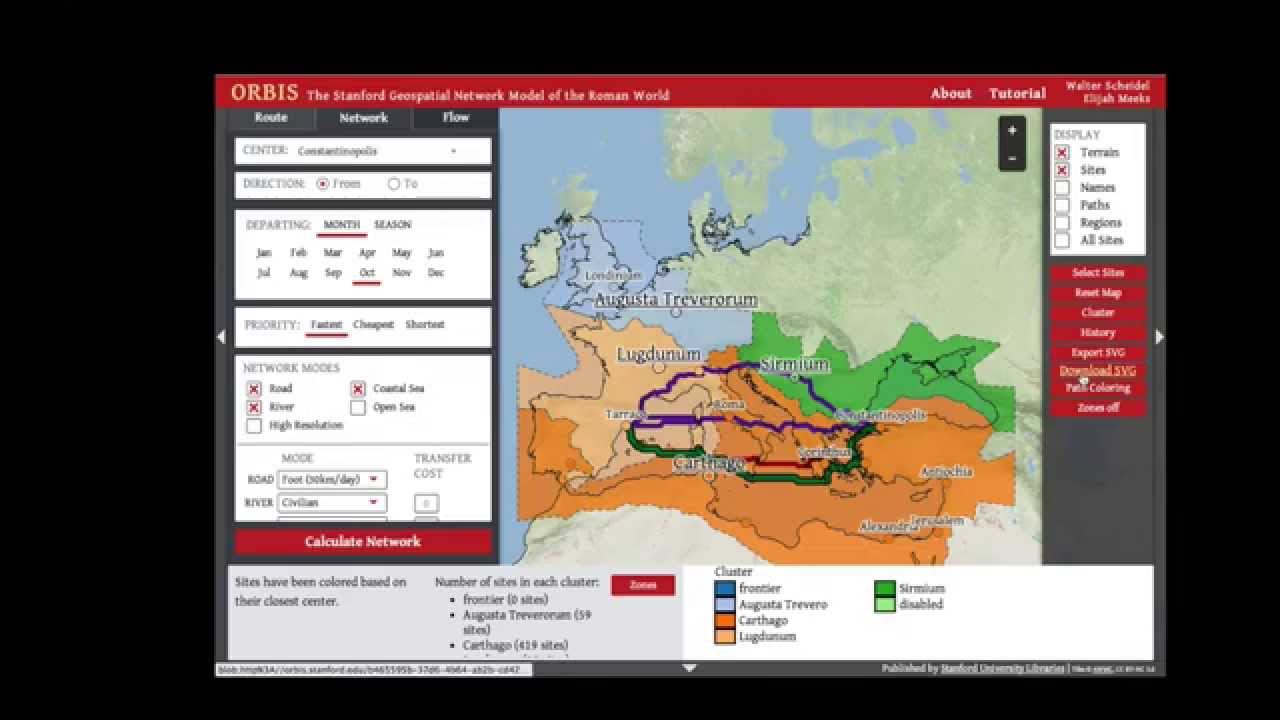 ORBIS: The Stanford Geospatial Network Model of the Roman World - YouTube